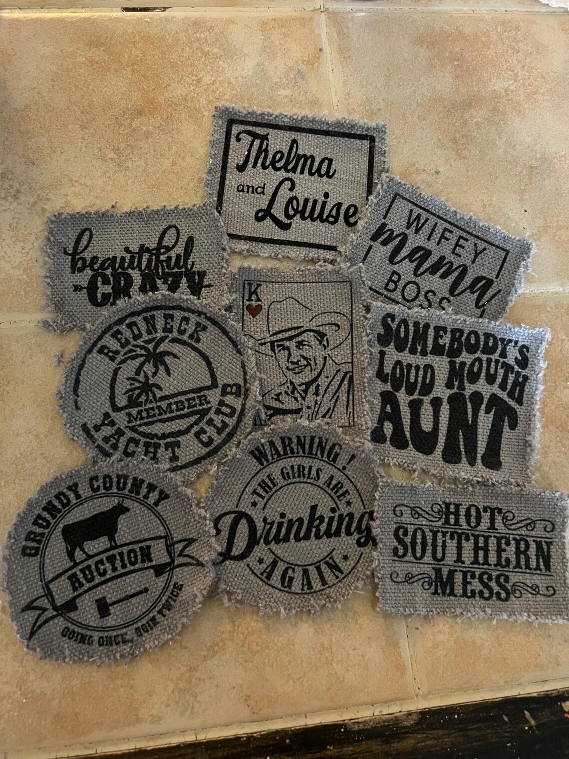 Raggedy Grey/burlap Cap Patches-frayed Already/100% Polyester/frayed ...