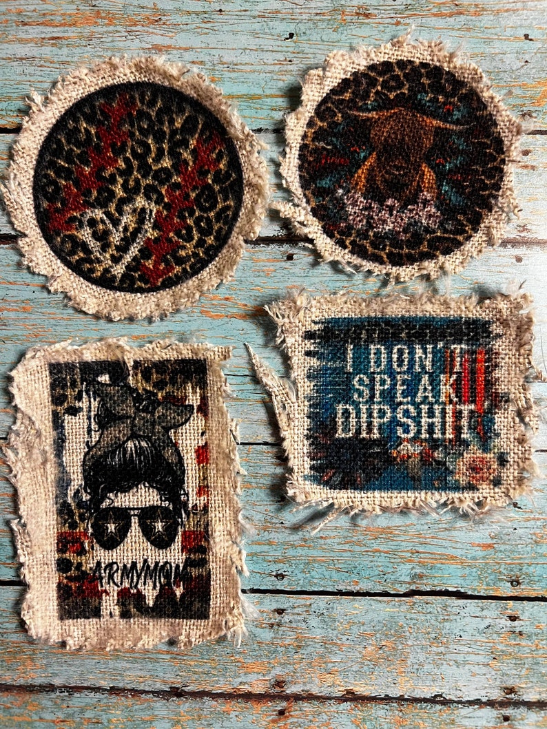 Burlap Raggedy Frayed Cap Patches/ Diy/country/small Town/sublimated ...