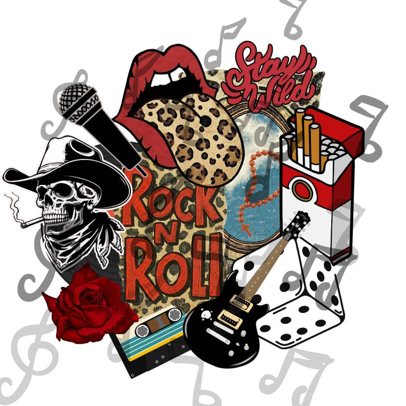 Rock N Roll Collage Digital Png File - Etsy