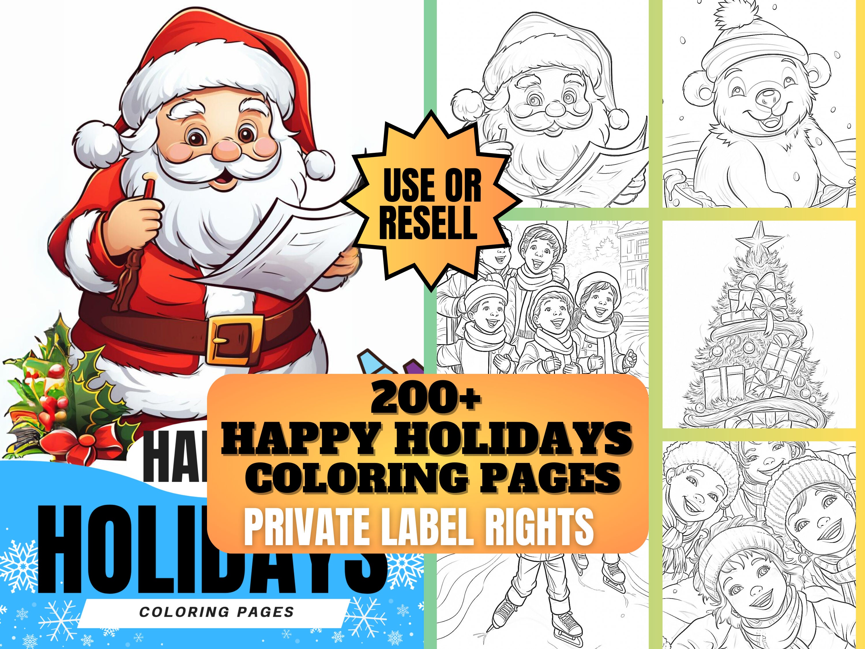 Happy Holidays Coloring Pages | Winter Theme | PLR Template 212 Pages ...