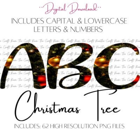 Christmas Tree Font High Resolution PNG Clipart - Etsy