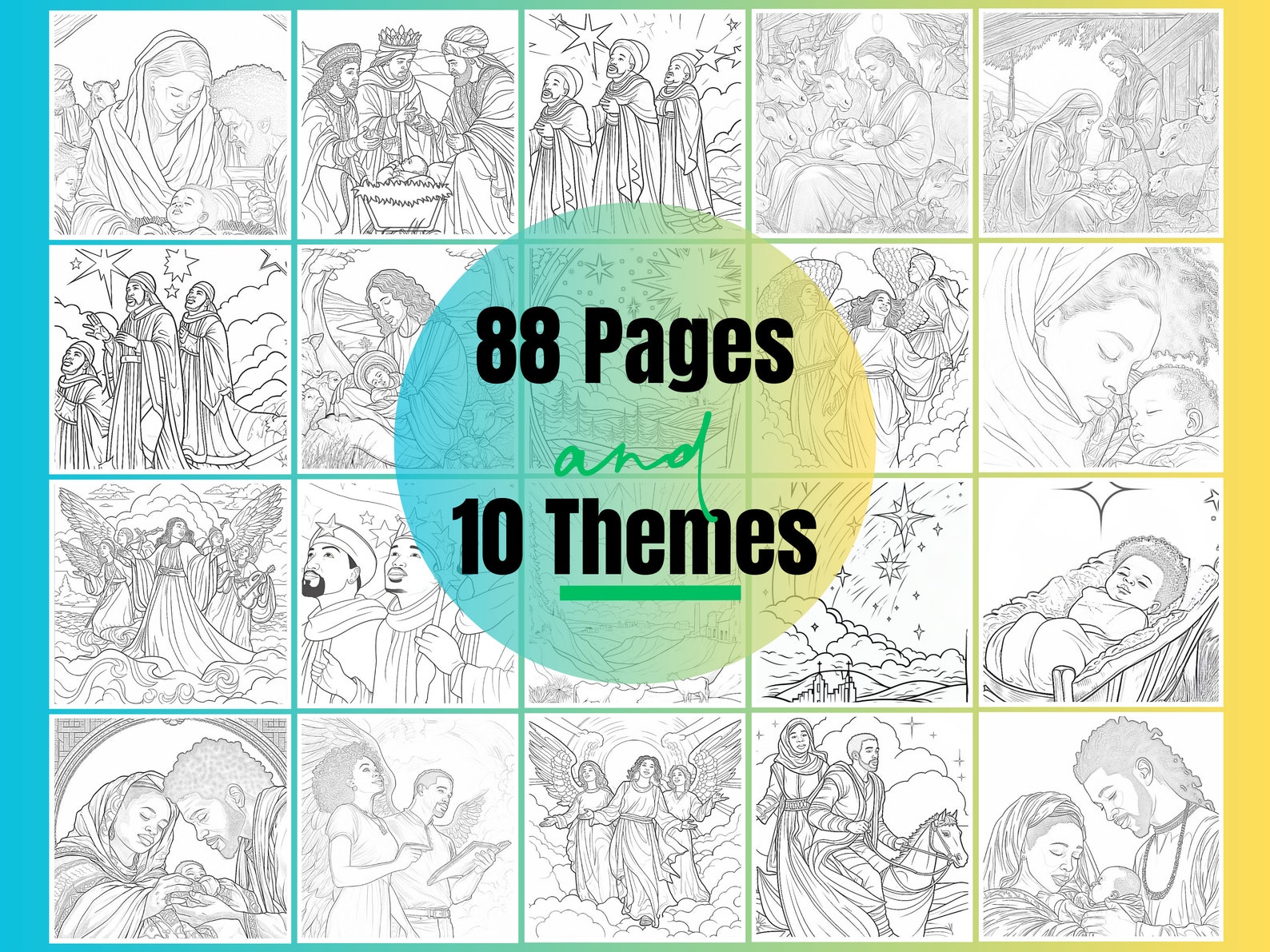 Christmas Coloring Pages | Nativity | Jesus is Born | PLR Template 88 ...