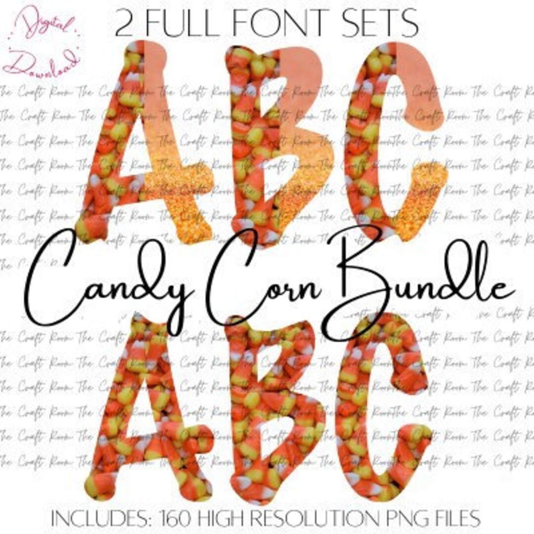 Candy Corn Bundle 2 Sets of Fonts High Resolution PNG - Etsy