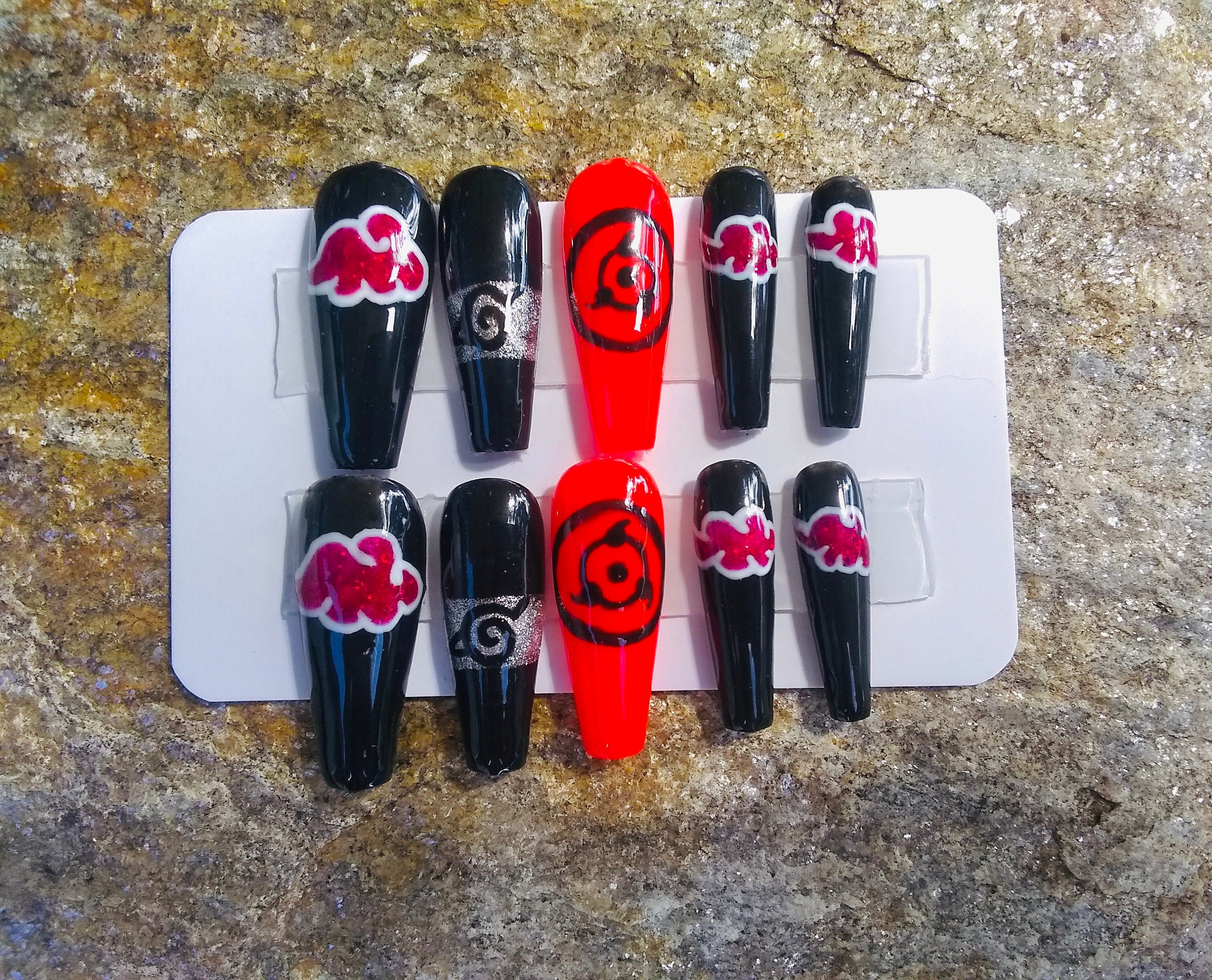 Naruto Nails Akatsuki Nails Anime Nails Press On Nails Etsy