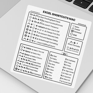 Mac Excel Shortcut Sticker M1, M2 & M3, MacBook Air Excel Shortcut ...