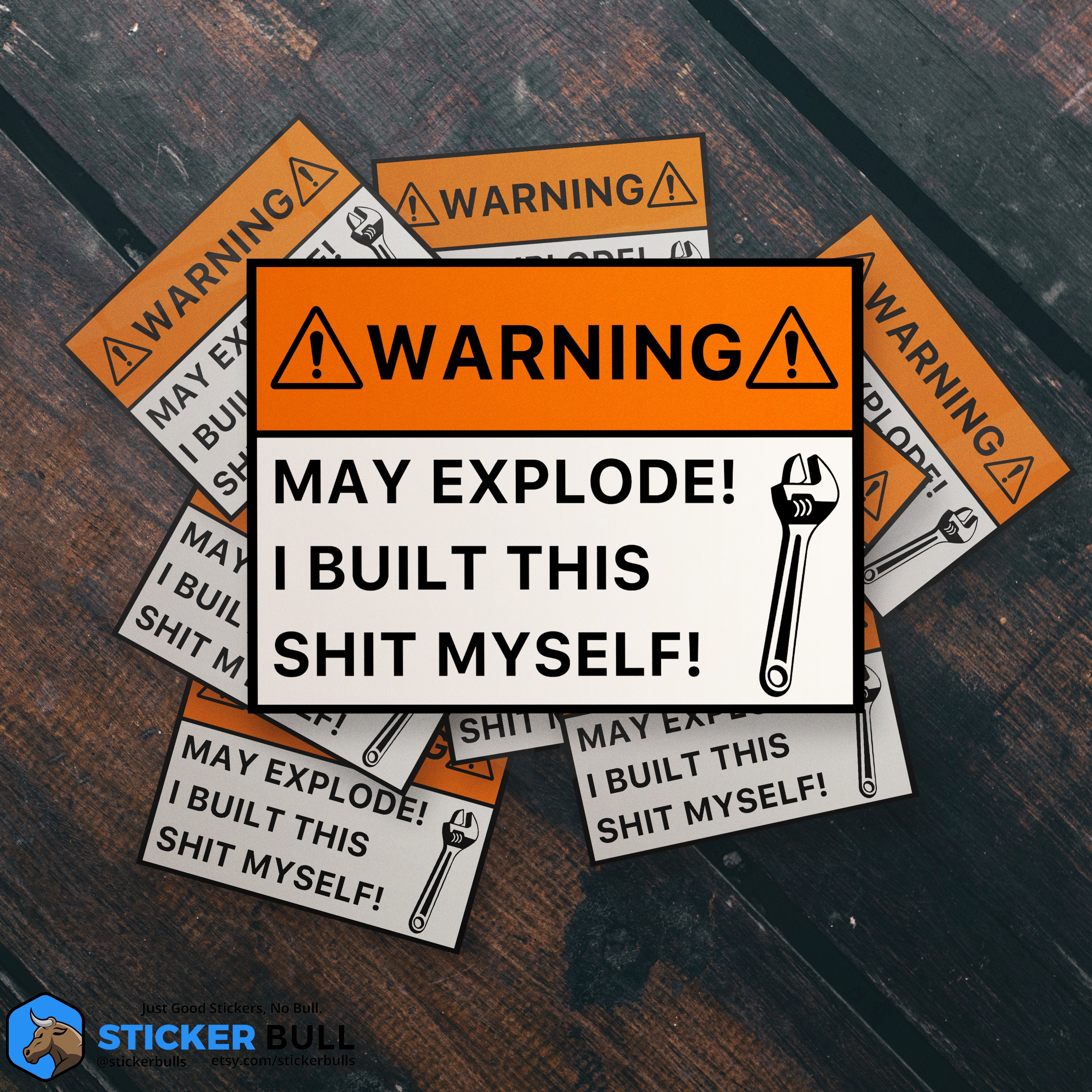 Warning Sticker May Explode Sticker Built This My Self Car - Etsy