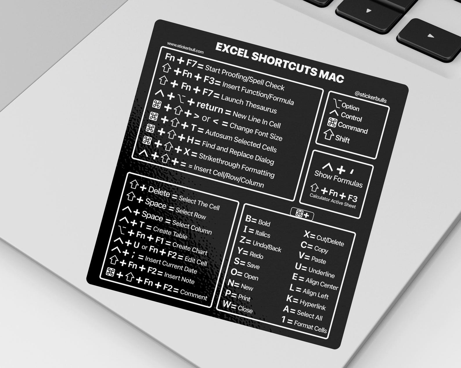 Mac Excel Shortcut Sticker M1, M2 & M3, MacBook Air Excel Shortcut ...