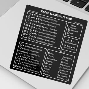 Mac Excel Shortcut Sticker M1, M2 & M3, MacBook Air Excel Shortcut ...