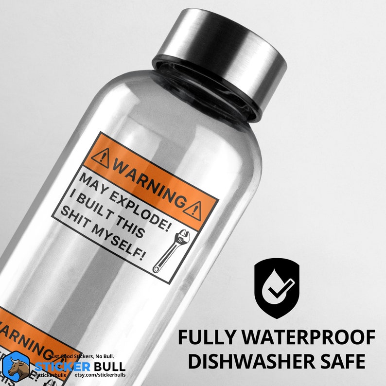 Warning Sticker May Explode Sticker Built This My Self Car - Etsy