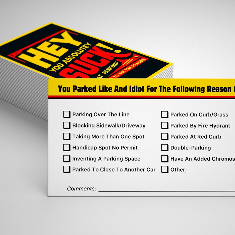 Bad Parking Cards - Etsy