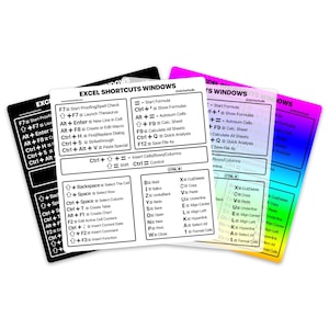 Windows Excel Shortcut Sticker, Windows 11, Windows 7, Windows Laptop ...