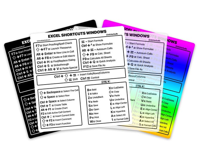 Word/excel (for Windows PC) Keyboard Shortcut Sticker - No-residue ...