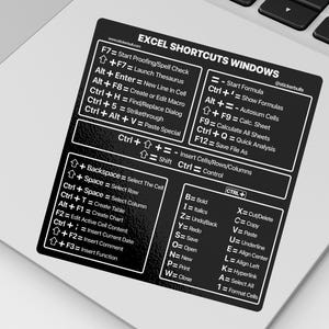 Windows Excel Shortcut Sticker, Windows 11, Windows 7, Windows Laptop ...
