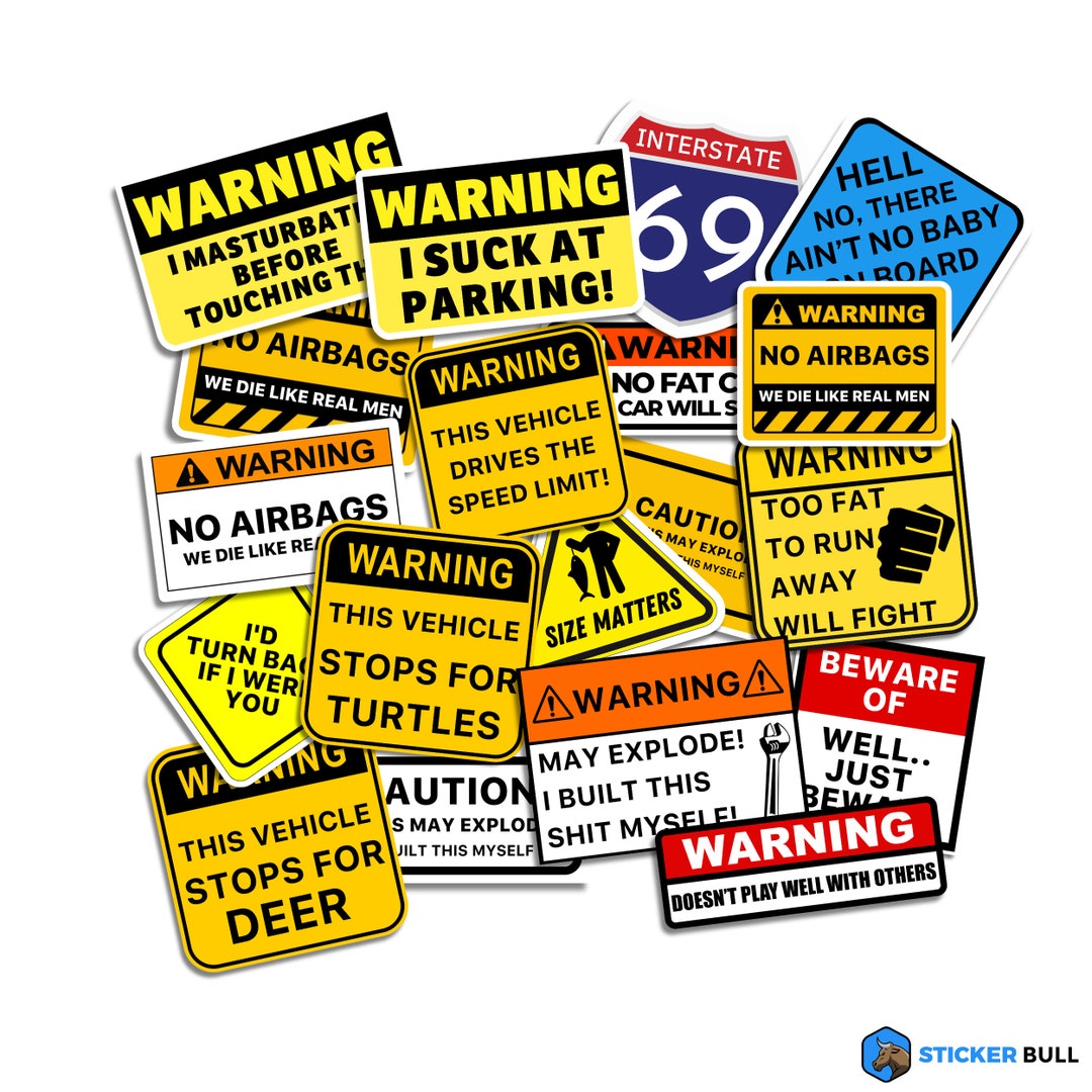 Warning Sign Sticker Pack, Funny Sign Sticker Pack, Sticker Pack, Meme ...