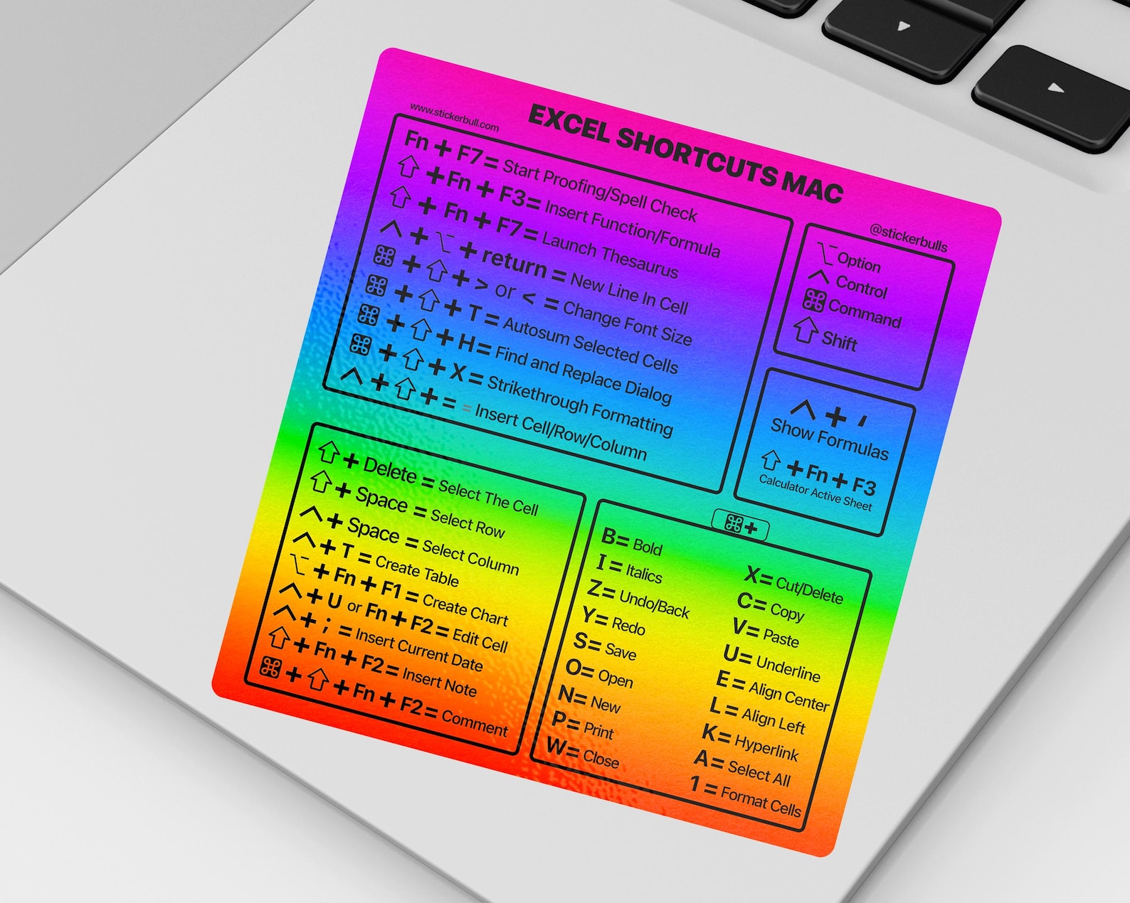 Mac Excel Shortcut Sticker M1, M2 & M3, MacBook Air Excel Shortcut ...