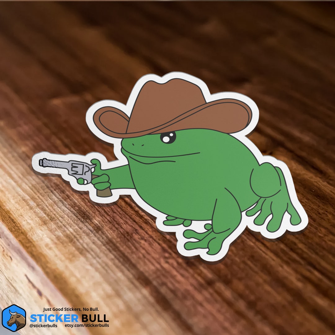 Frog Sticker, Gun Frog Sticker, Funny Frog Sticker, Cute Reptile ...