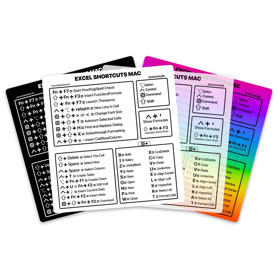 Mac Excel Shortcut Sticker M1, M2 & M3, MacBook Air Excel Shortcut ...