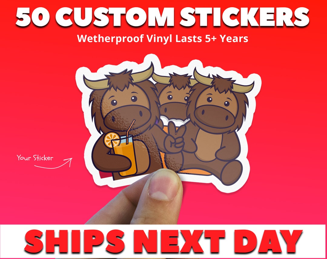 50 Custom Logo Stickers Custom Photo Sticker Personalized - Etsy