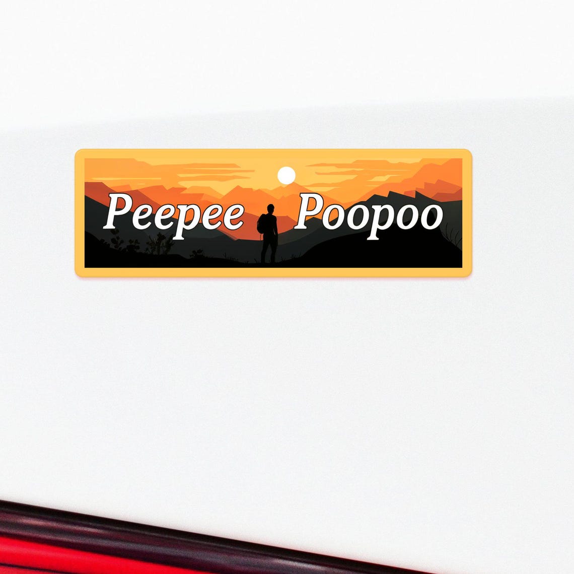 Peepee Poopoo Sticker, Funny Bumper Vinyl Decal Meme Sunset Hiker ...