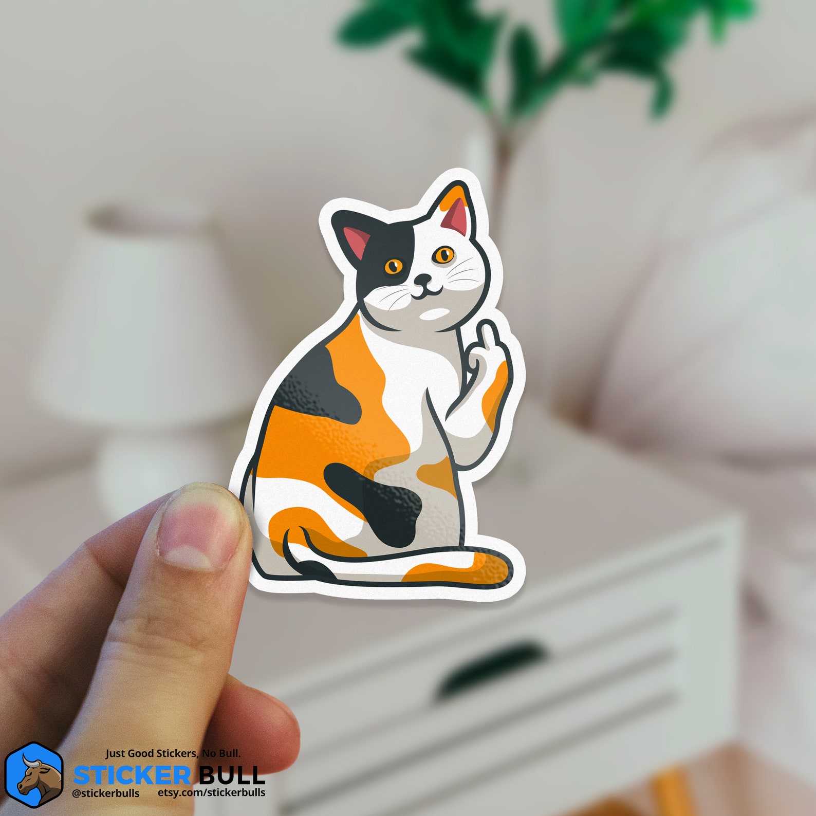 Cat Flipping off Sticker Funny Meme Sticker Cat Mom Cat - Etsy