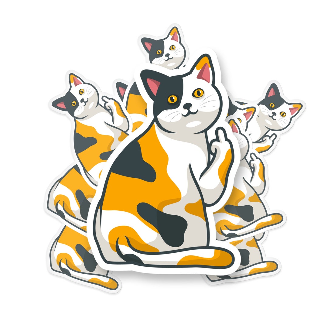 Cat Flipping off Sticker, Funny Meme Sticker, Cat Mom, Cat Sticker ...