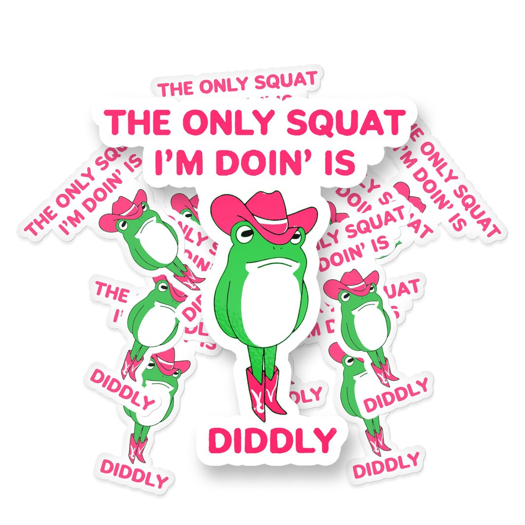 Diddly Squat Frog Sticker, Cute Cowboy Frog Funny Vinyl Decal ...