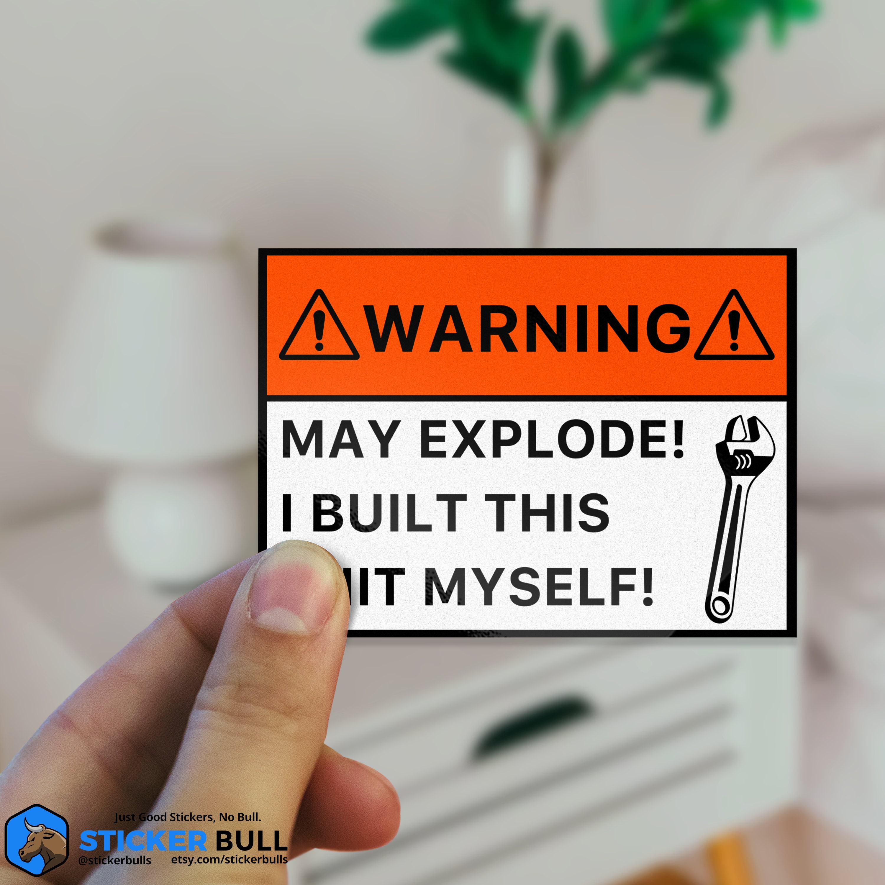 Warning Sticker May Explode Sticker Built This My Self Car - Etsy