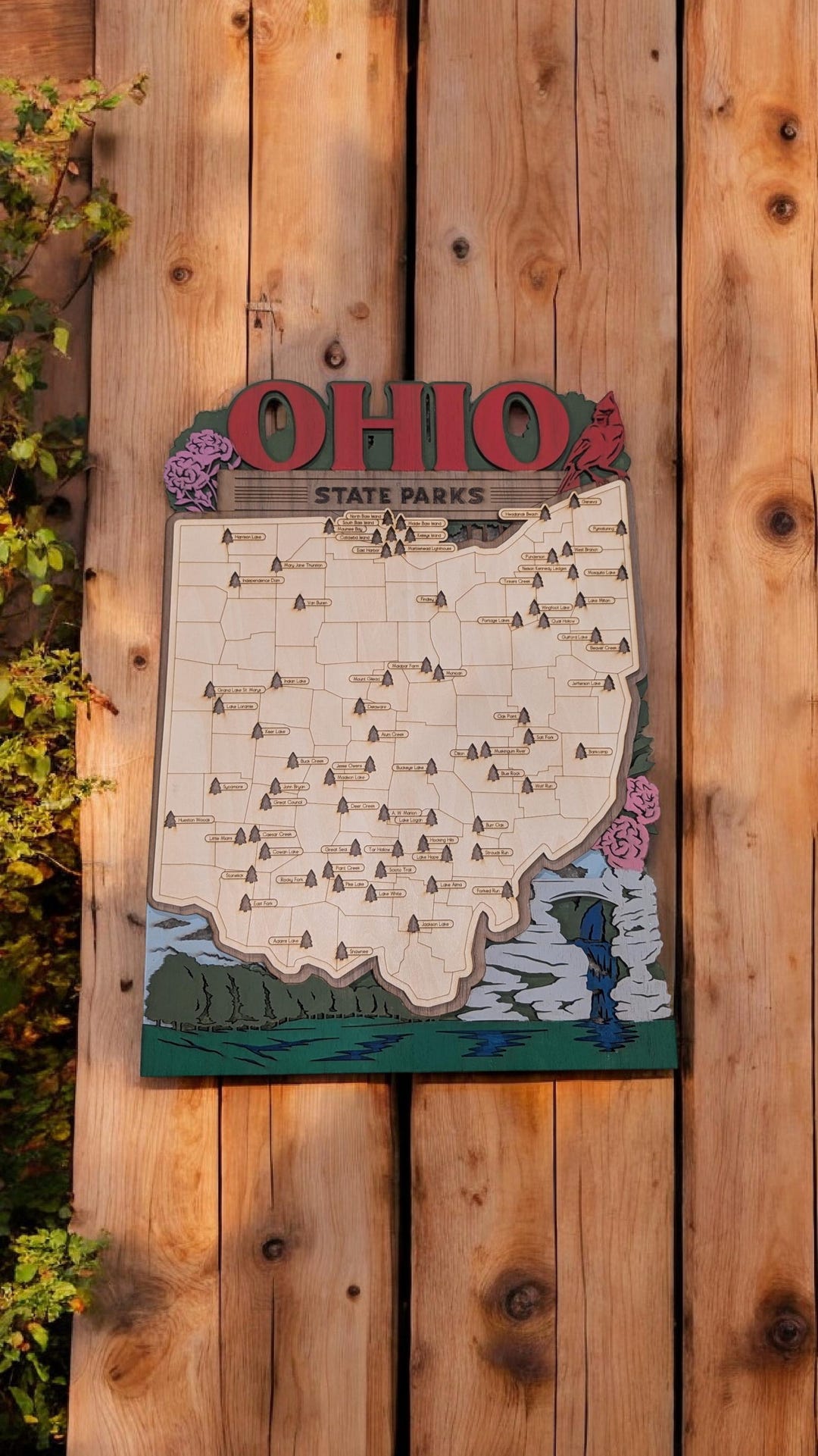 Hand-painted Ohio State Parks Tracker Map, 3D Wood Travel Art - Etsy