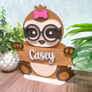 Personalized Sloth Name Stand Adorable Room Decor Free Personalization ...