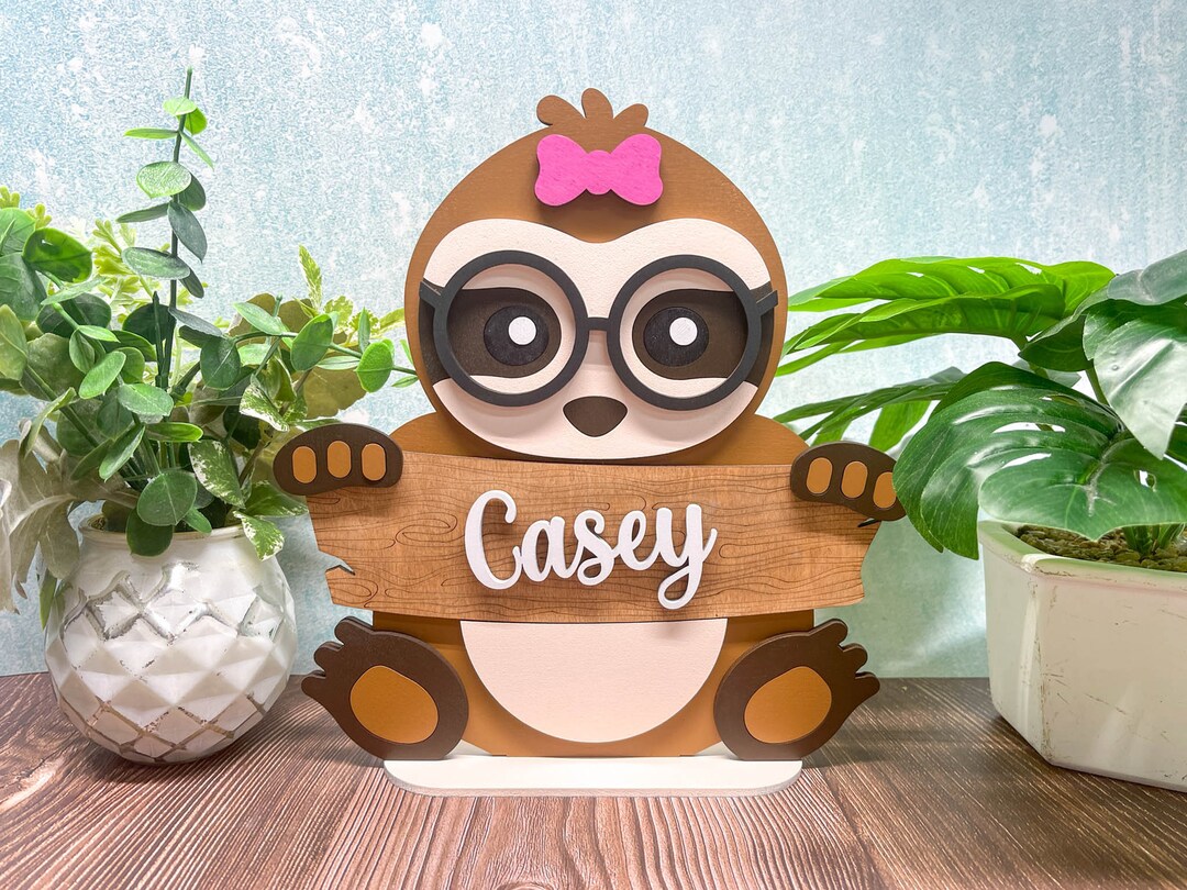 Personalized Sloth Name Stand Adorable Room Decor Free Personalization ...