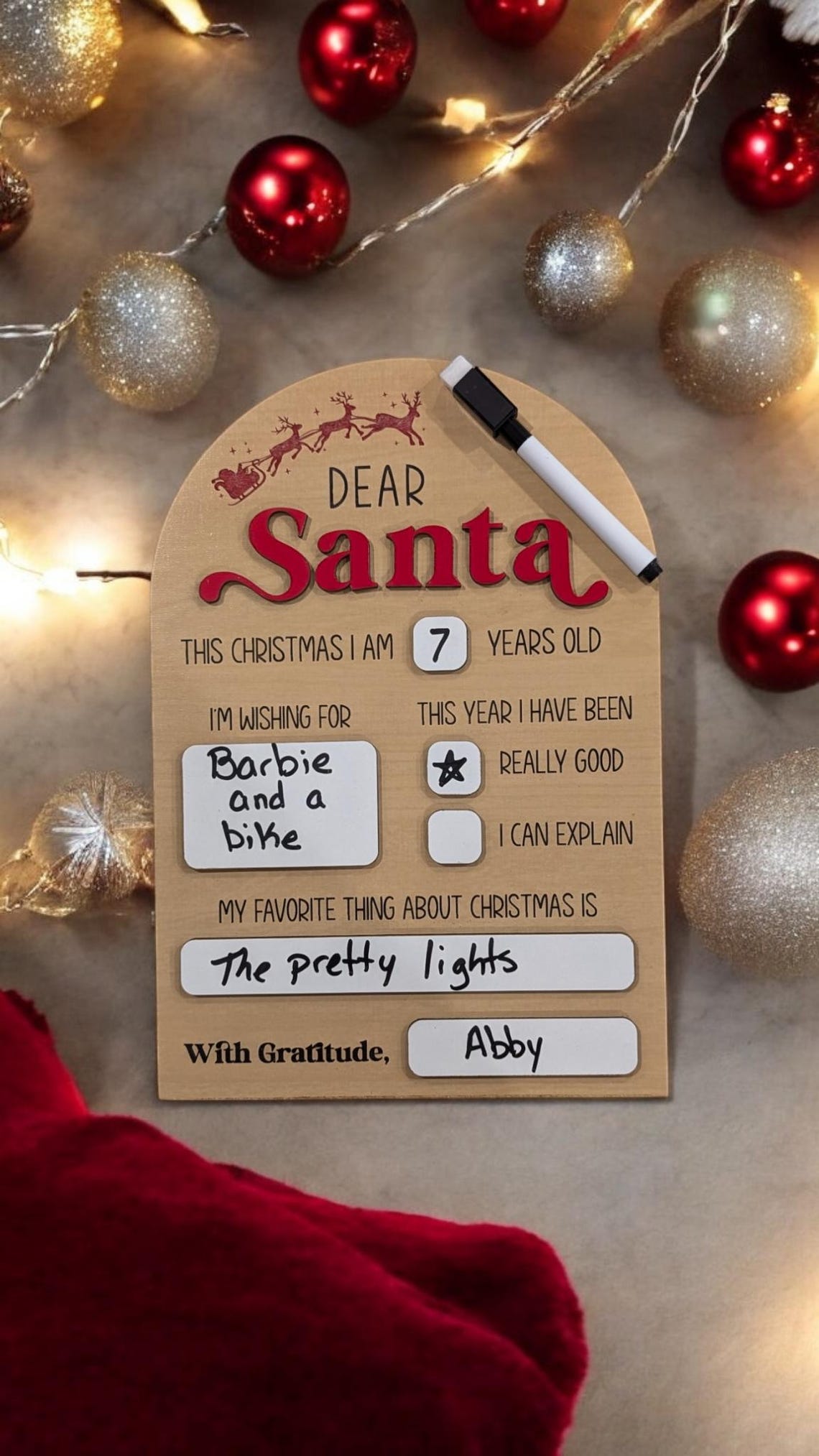 Dear Santa Board, Santa Dry Erase, Kids Christmas List Sign, Dry Erase ...