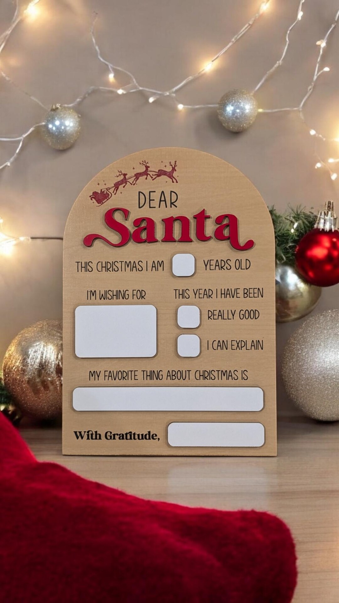 Dear Santa Board, Santa Dry Erase, Kids Christmas List Sign, Dry Erase ...