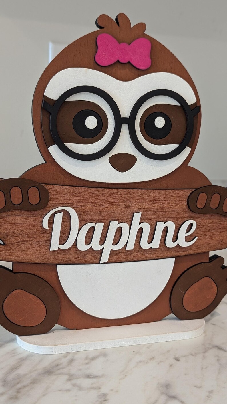 Personalized Sloth Name Stand | Adorable Room Decor | Free ...