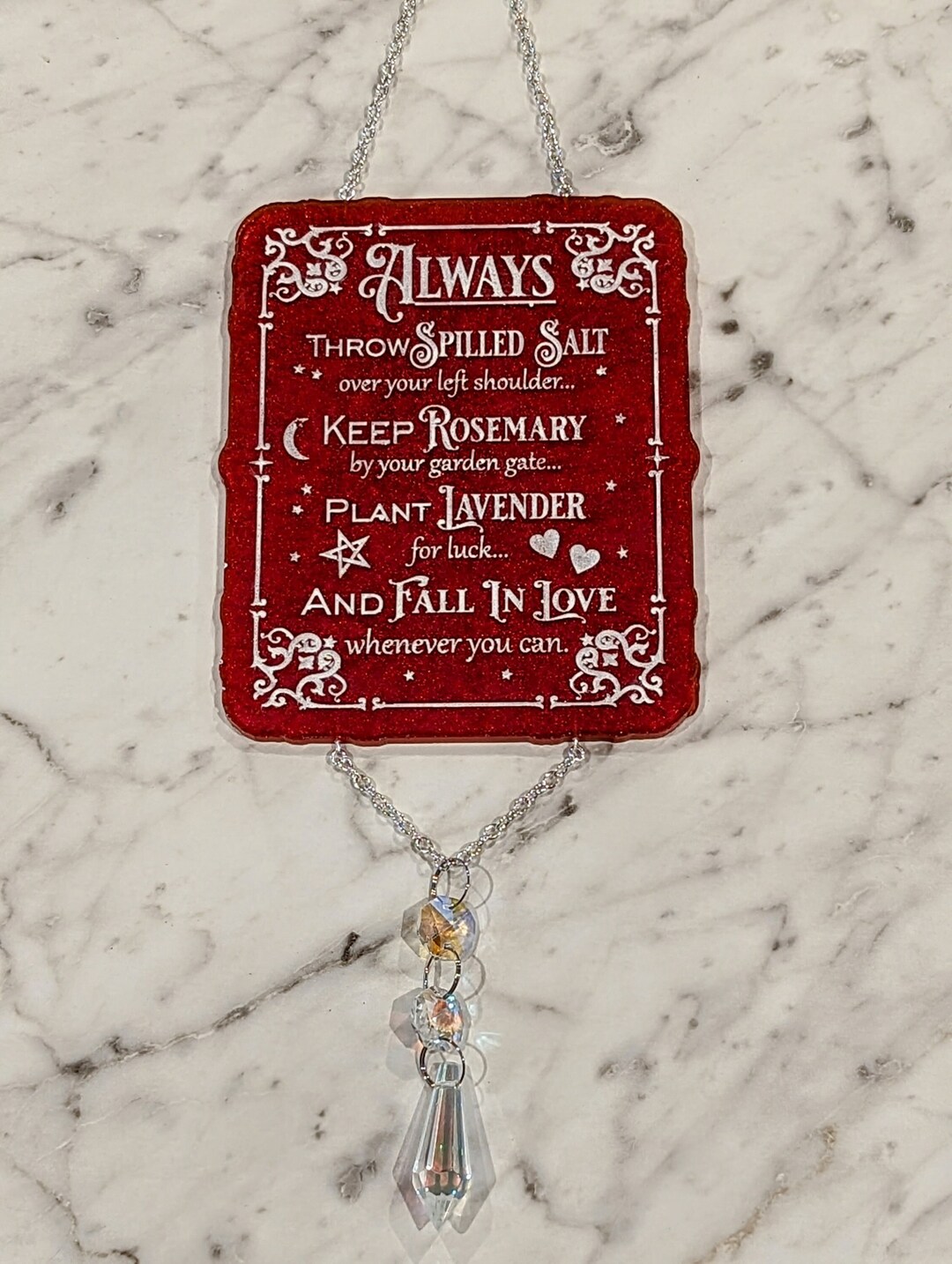 Red Hanging Sign Always Throw Spilled Salt... - Etsy