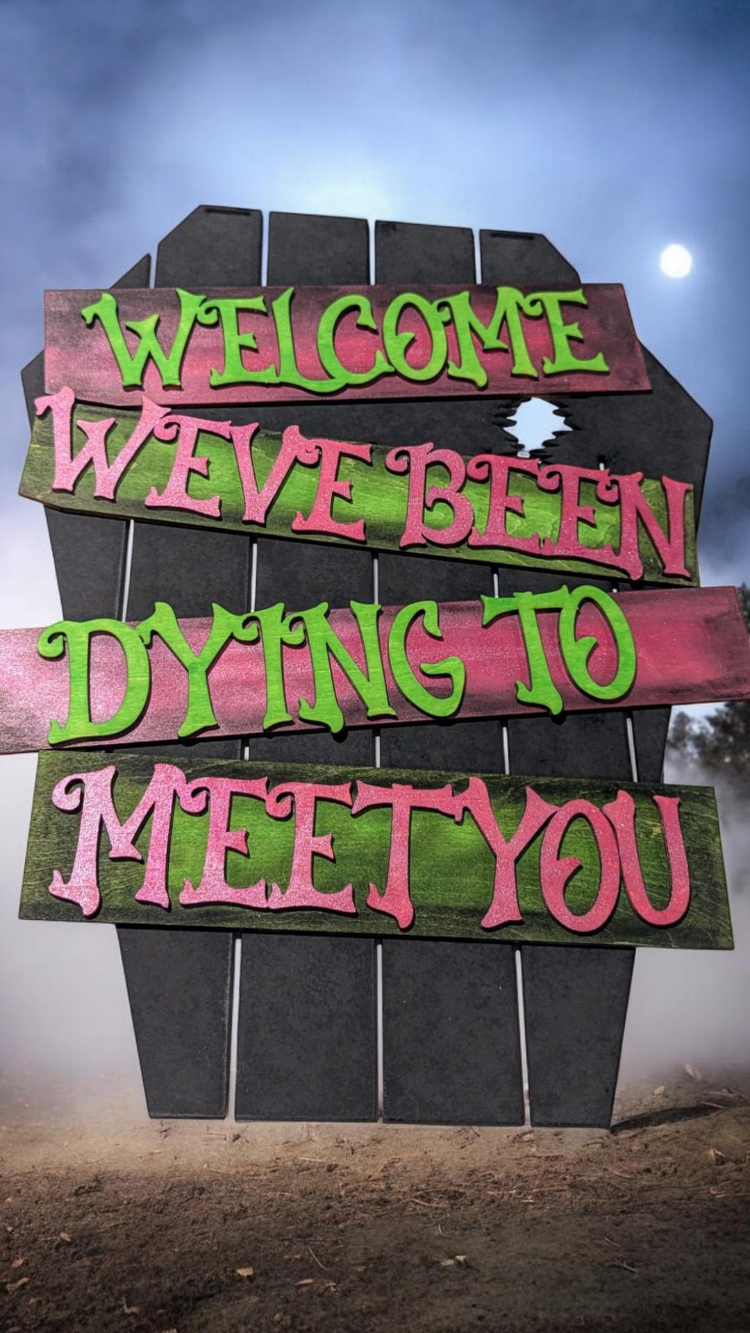 Welcome We've Been Dying to Meet You Door Hanger Sign, Halloween Home ...