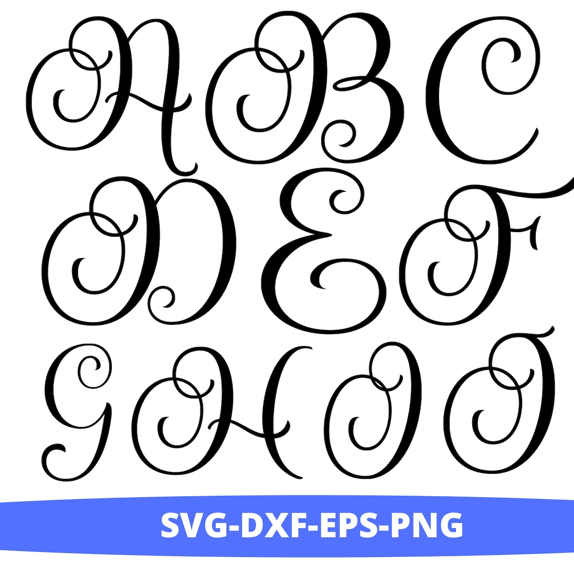 Fancy Letter Monogram Svg/dxf/eps/png Monogram Fancy Alphabet - Etsy