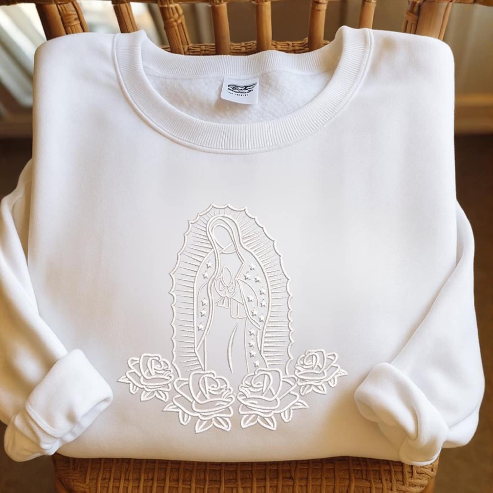Virgin Mary Embroidery Design, Our Lady of Guadalupe Line Art PES DST ...
