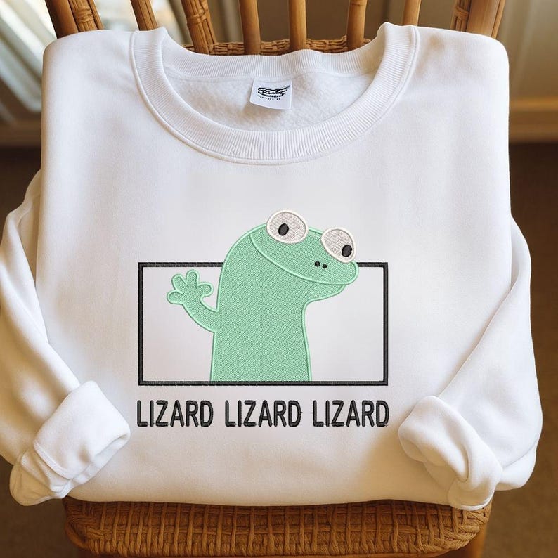Funny Lizard Embroidery Design, Cute Cartoon Reptile Applique, Digital ...