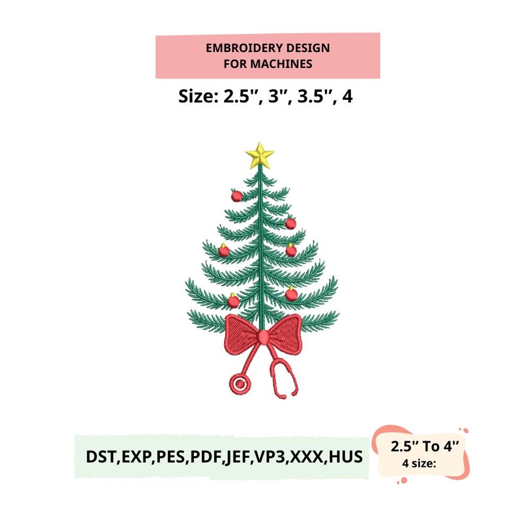 Nurse Christmas Tree Embroidery Design, Medical Stethoscope Tree PES ...
