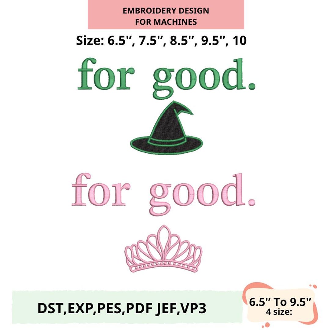 Set 2 for Good Embroidery Design, Team Glinda Elphaba Embroidery Design ...