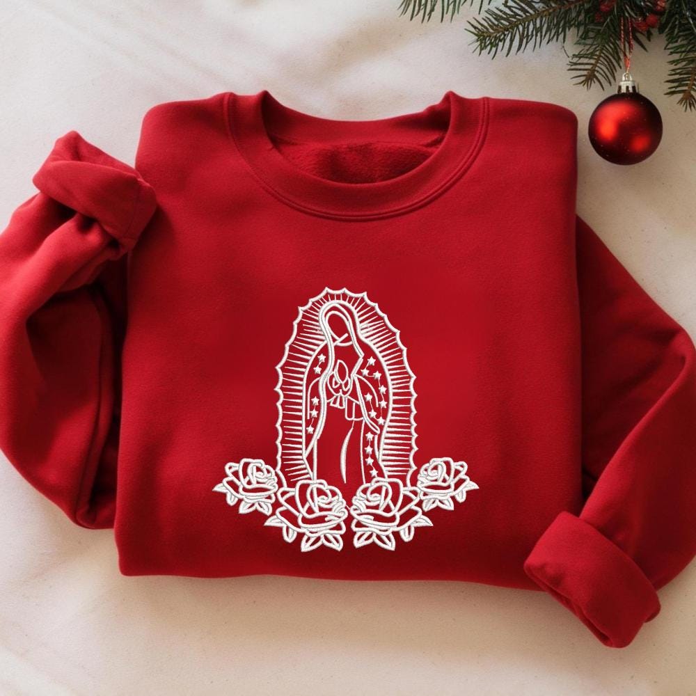 Virgin Mary Embroidery Design, Our Lady of Guadalupe Line Art PES DST ...