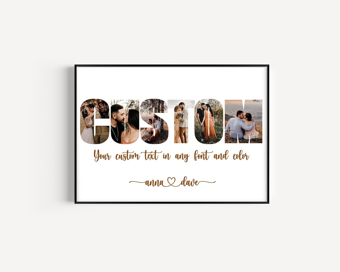 Custom Name Picture Collage, Personalized Text Photo Collage, Custom ...