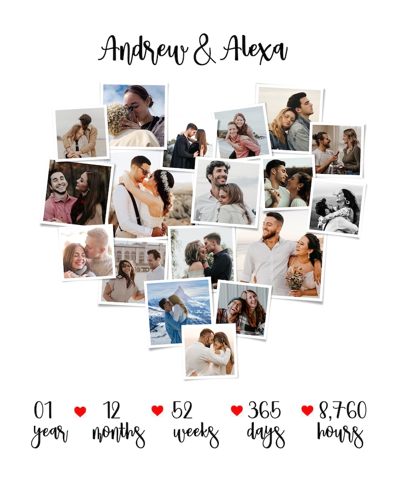 Personalize 1st Year Anniversary Photo Collage Gift 1 Year - Etsy