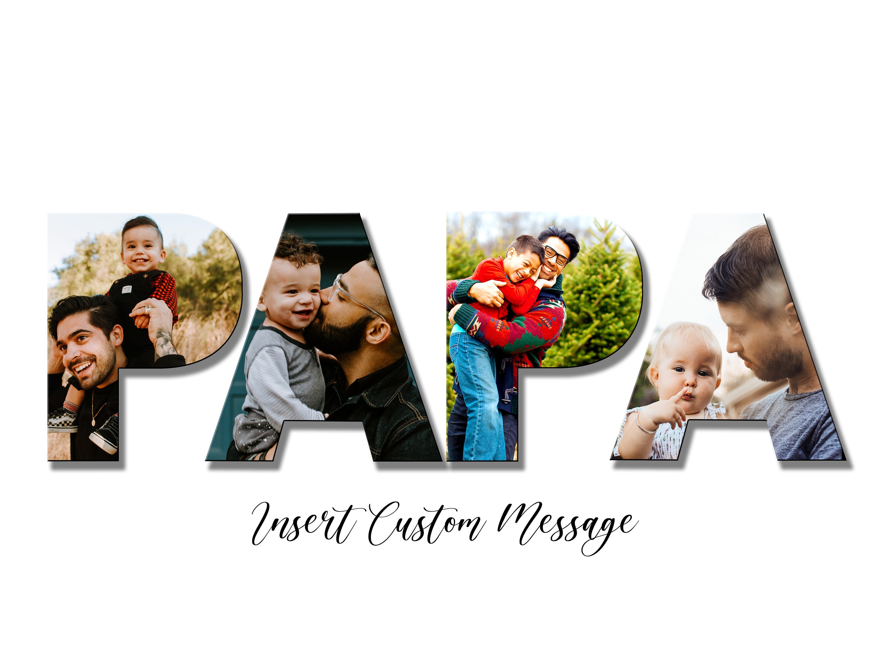 Papa Photo Collage Customized Father's Gift Dad Photo | Etsy