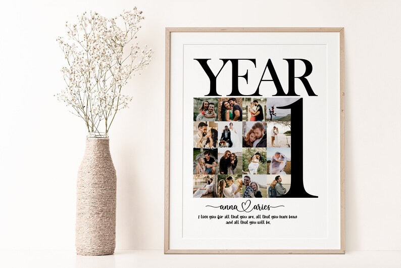 Personalize 1st Year Anniversary Photo Collage, Custom 1 Year ...