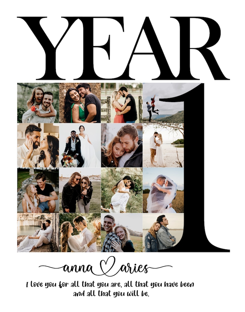 Personalize 1st Year Anniversary Photo Collage Custom 1 Year - Etsy