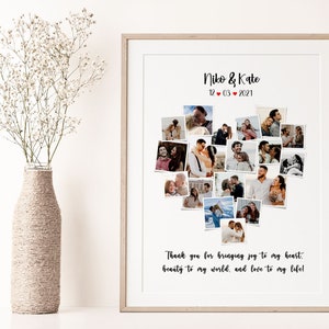 Custom Heart Photo Collage, Anniversary Collage Gift for Boyfriend ...