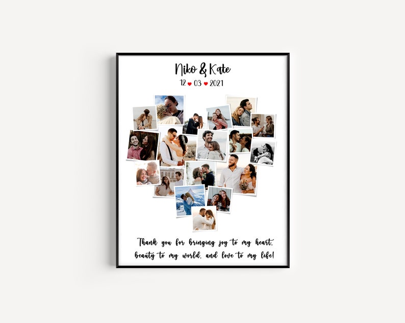 Custom Heart Photo Collage Anniversary Collage Gift for - Etsy