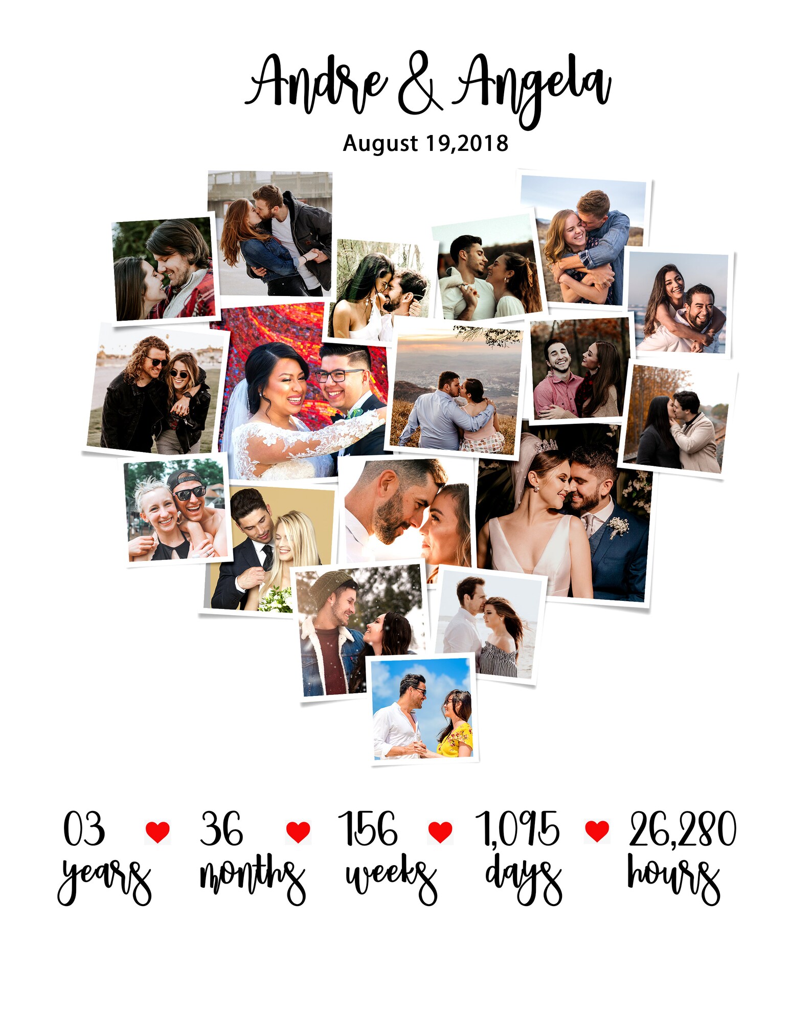 Personalize 3rd Year Anniversary Photo Collage 3 Year Wedding | Etsy