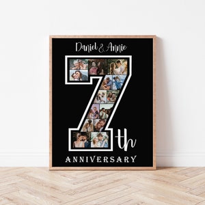 Custom 7 Year Anniversary Collage, Personalized 7th Anniversary Gift ...